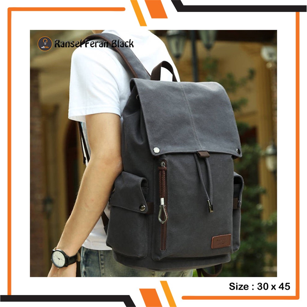 Jual Tas Ransel Kanvas Laptop Distro Sekolah Pria Feran | Shopee Indonesia