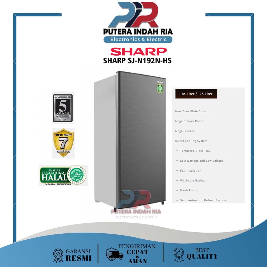 Jual Kulkas / Lemari Es 1 Pintu SHARP SJ-N192N-HS / SJN 192NHS / SJN 192 NHS 175 Liter | Shopee ...