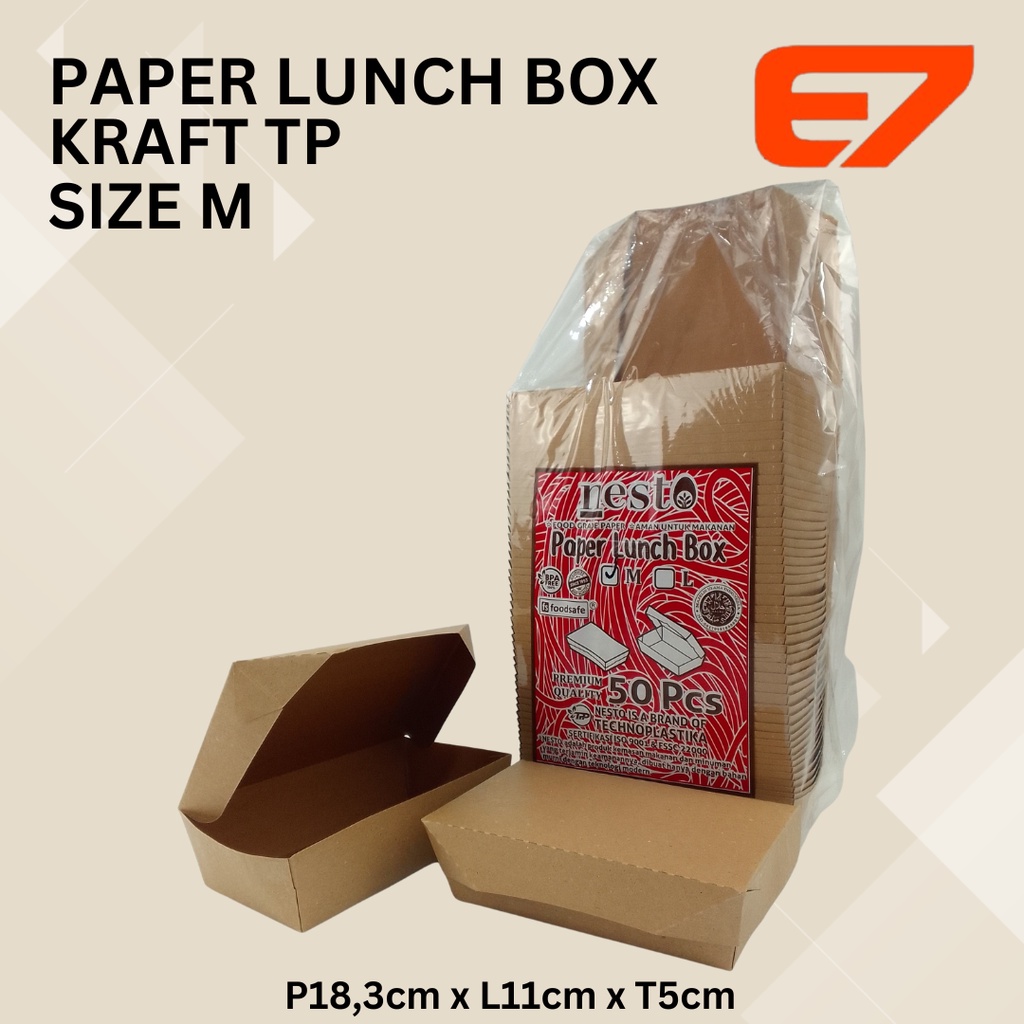 Jual Paper Lunch Box Kraft TP M Tempat Makanan Kraft Praktis (50pcs/Pak ...