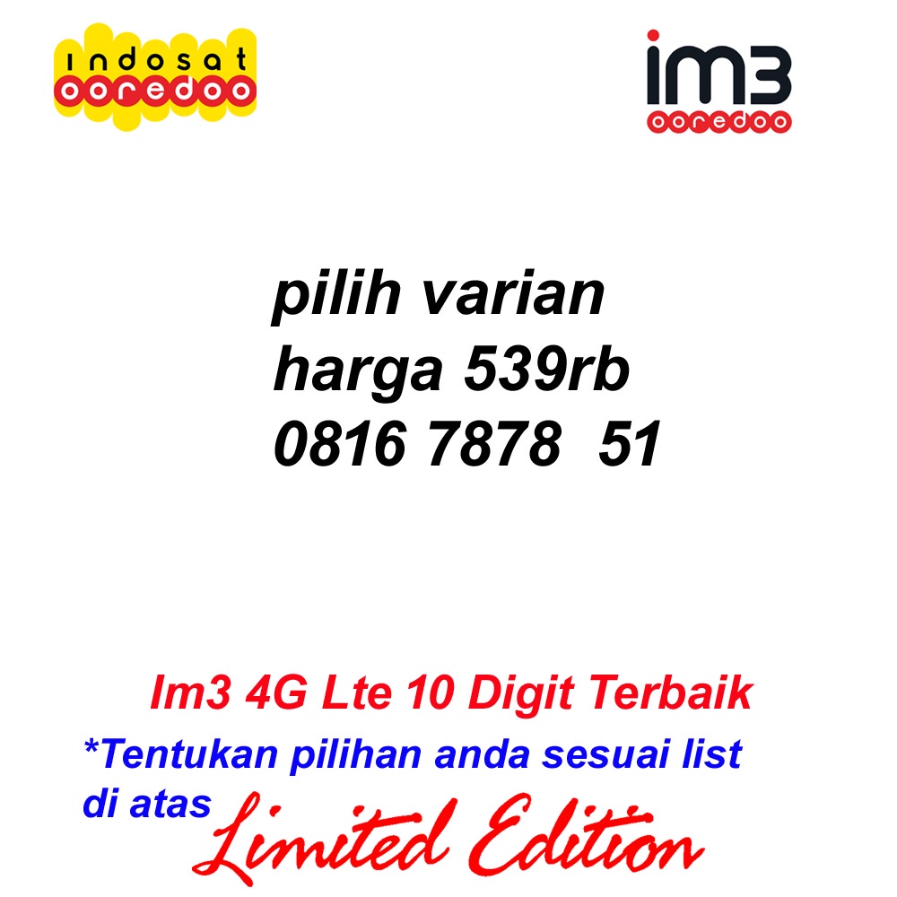 Jual Nomor cantik Indosat Im3 10 Digit 7878 Kartu Perdana 4G Lte ...