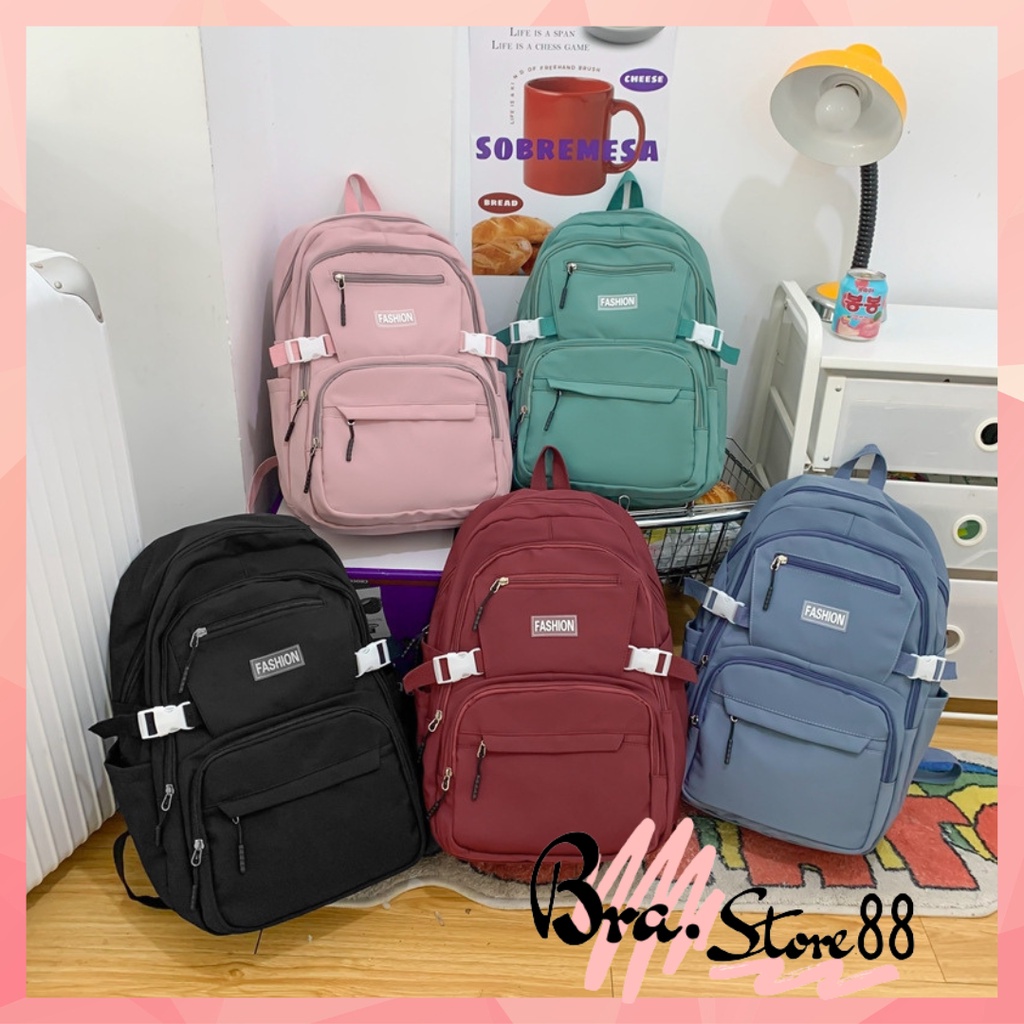 Jual BS Tas Ransel Sekolah Polos Kekinian Backpack Kampus /Kuliah W04 ...