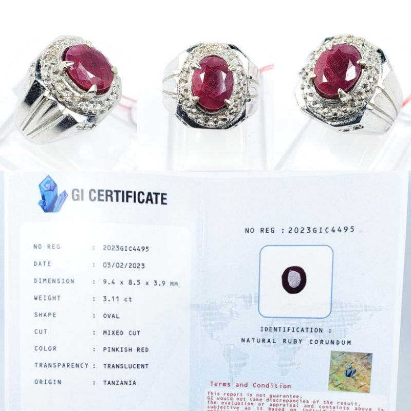 Jual CINCIN BATU PERMATA NATURAL RUBY TANZANIA KODE 02330 | Shopee ...
