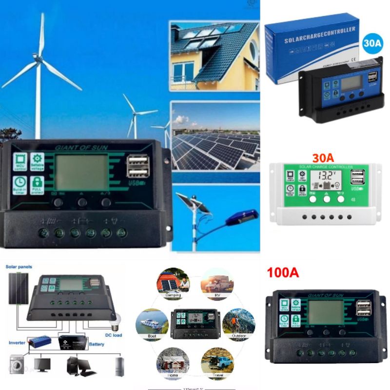 Jual SOLAR CELL CHARGER CONTROLLER 20A / 30A / 70A / 100A PWM / MPPT ...
