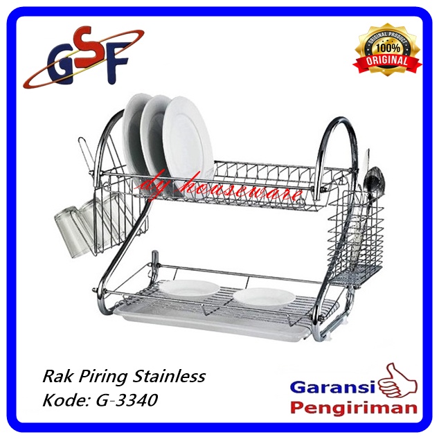 Jual Rak Piring Stainless Steel Susun 2 Tingkat Anti Karat Tebal GSF G ...