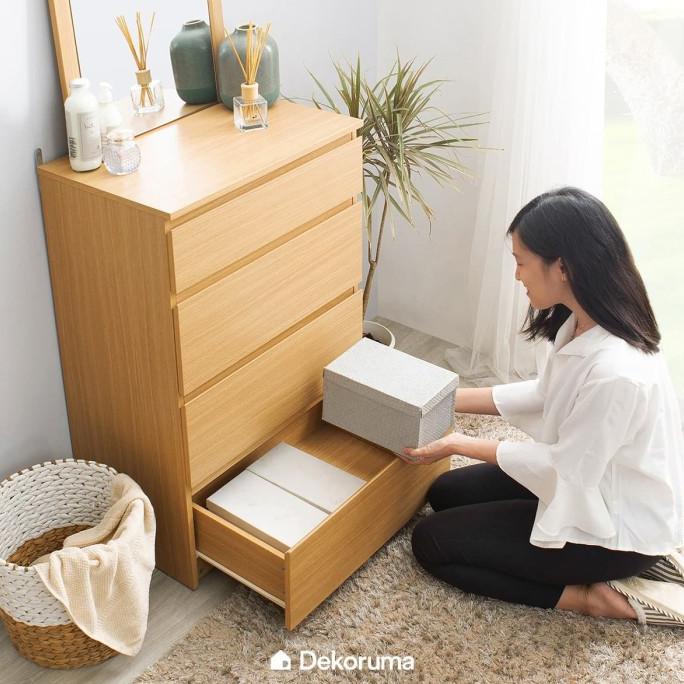 Jual Moku Lemari Laci Kayu Olahan - Drawer 4 Susun | Shopee Indonesia