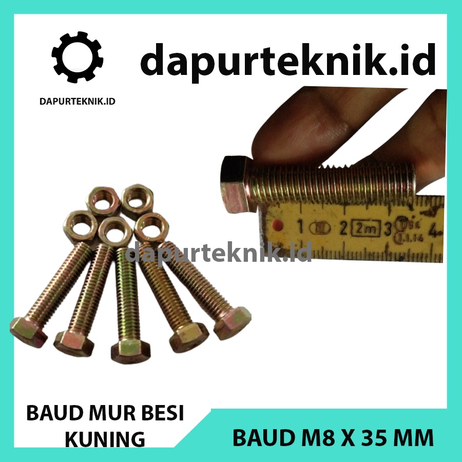 Jual Baud Mur Besi Kuning M8 x 35 Kunci 12 Harga Per 1/2 kg | Shopee ...