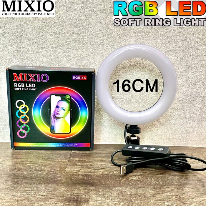 Jual Lampu Ring Light MIXIO RingLight Rainbow RGB 16CM Ring Light RGB ...