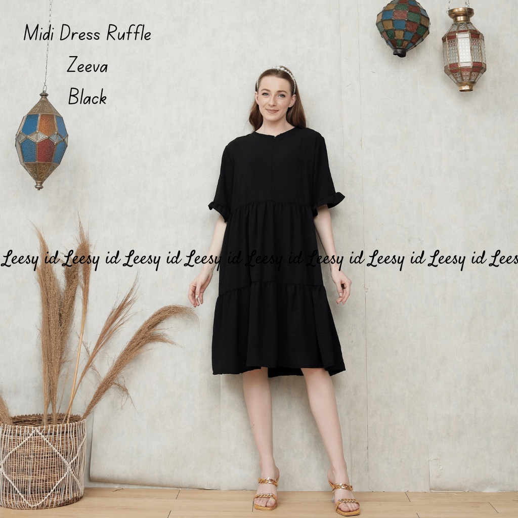 Jual Leesy.id - Midi Dress Ruffle Busui Zeeva | Shopee Indonesia