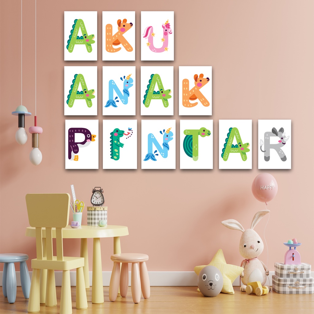Jual CUSTOM DEKORASI RUANG KAMAR ANAK ANAK POSTER KAYU HURUF ALPHABET ...