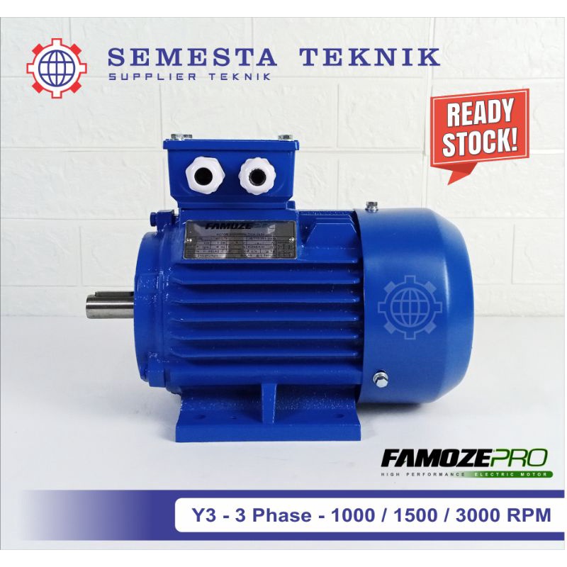 Jual Famoze Pro Y3 Dinamo 3 Phase 7.5 HP 3000 RPM 2 POLE Electric Motor 7.5 PK 5.5 KW B3 Foot ...