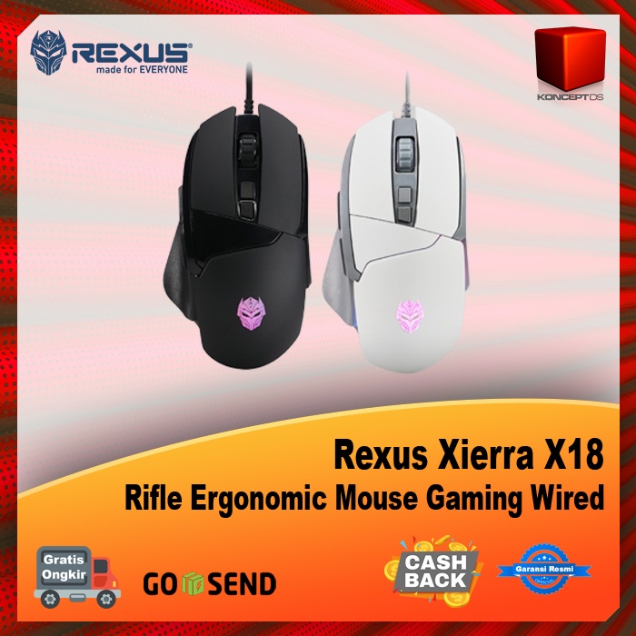 Jual Mouse Gaming Rexus Xierra X18 Rifle Ergonomic Gaming Wired ...