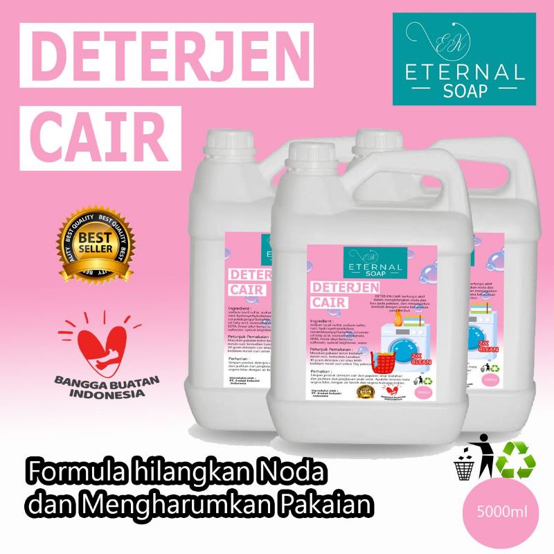Jual detergen cair eternal 5 liter/ detergen matic / deterjen cair ...