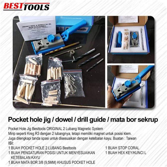 Jual pocket hole jig / dowel / drill guide / mata bor sekrup doweling ...