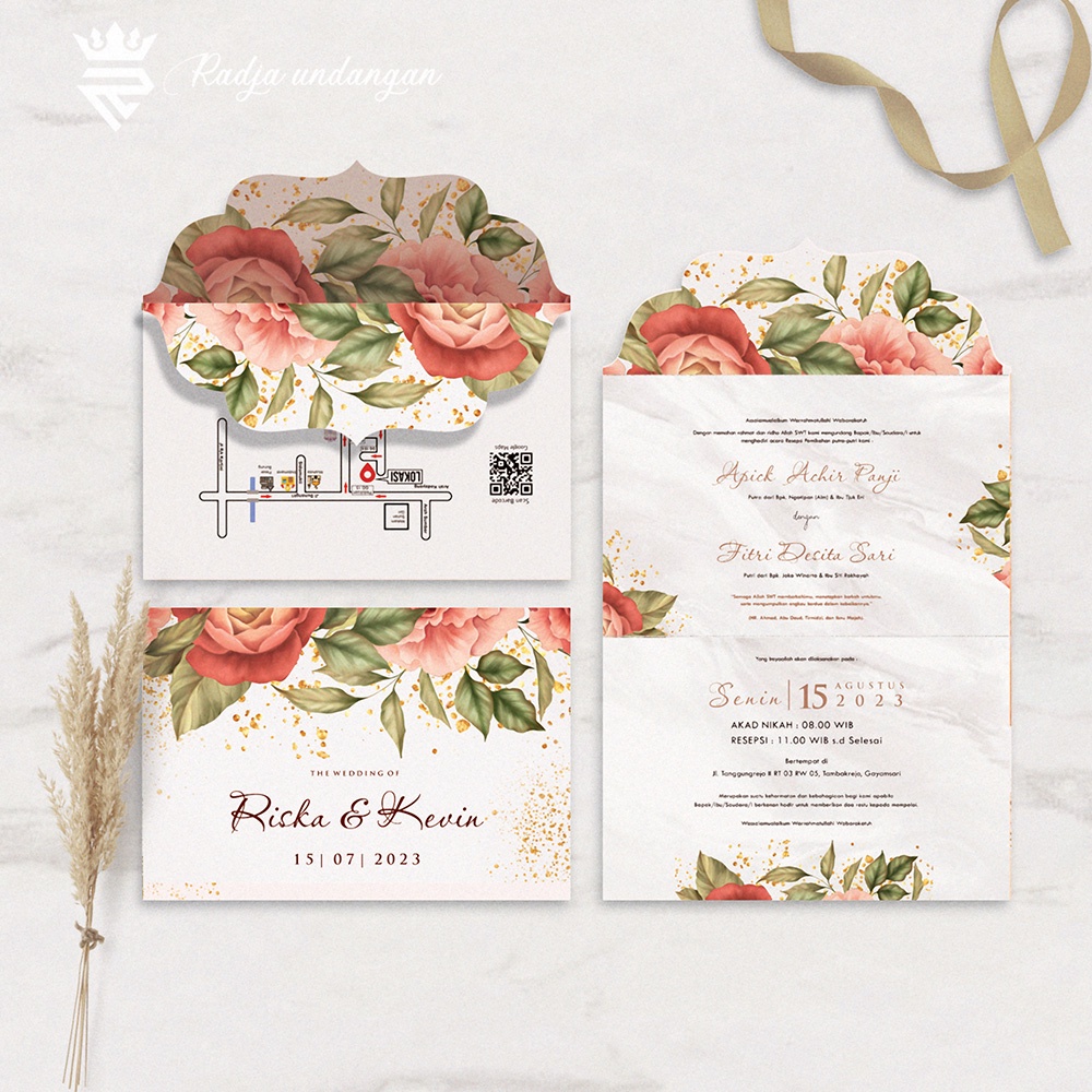 Jual Undangan pernikahan model semi amplop pola | Shopee Indonesia