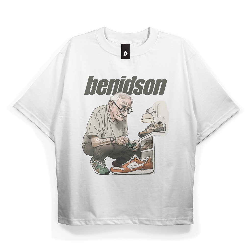 Jual BENIDSON Oversized Tshirt white Old Shoes | Shopee Indonesia
