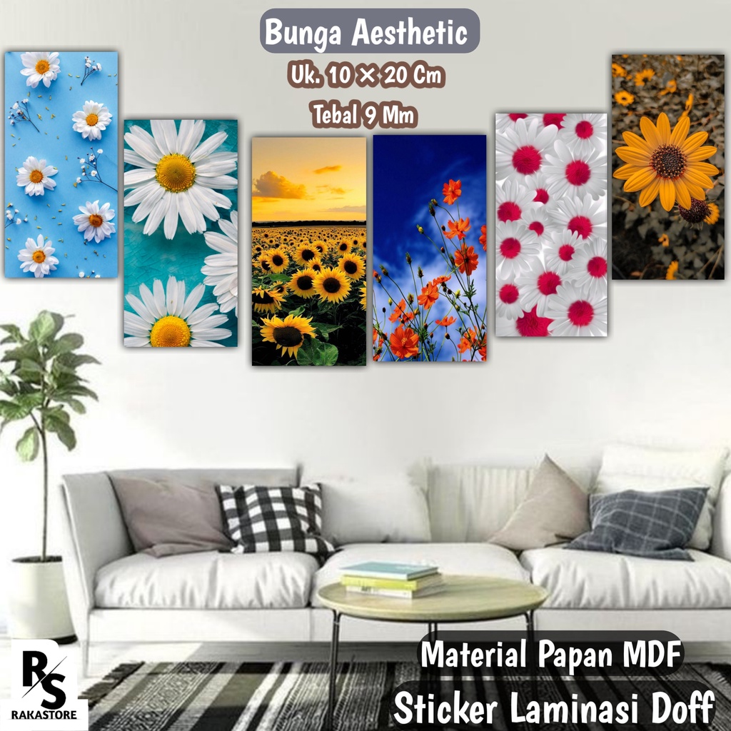 Jual Poster MDF Bunga Aesthetic/ Hiasan Dinding Aesthetic/ Pajangan ...