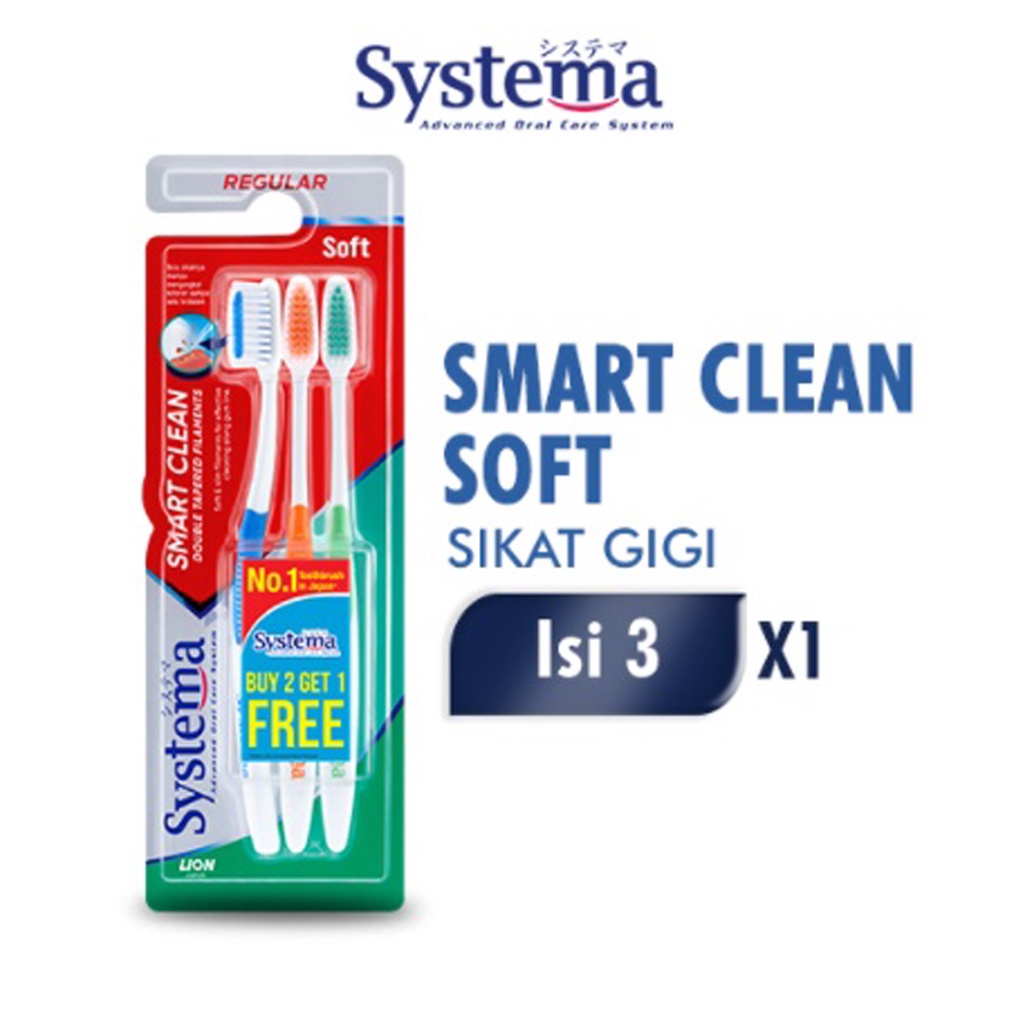 Jual SYSTEMA Sikat Gigi Smart Clean Isi 3 PCS | Shopee Indonesia
