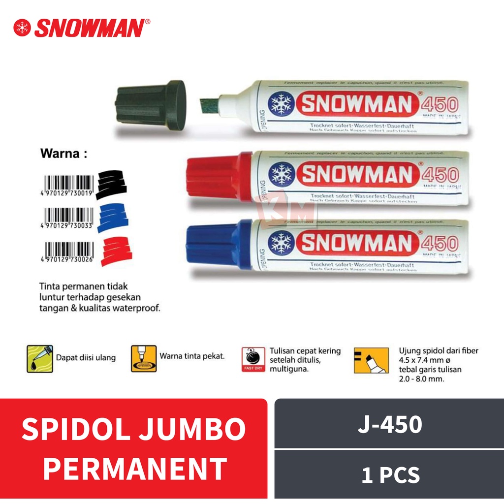 Jual Spidol Jumbo Marker Snowman Permanent J-450 Besar Permanen | Shopee Indonesia
