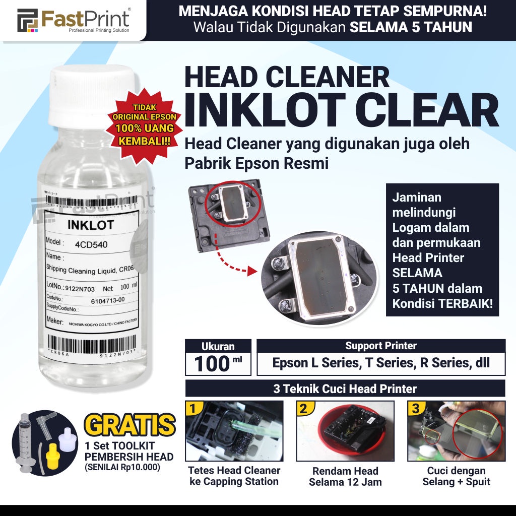 Jual Head Cleaner Inklot Clear Original Pembersih Head Printer Inkjet ...