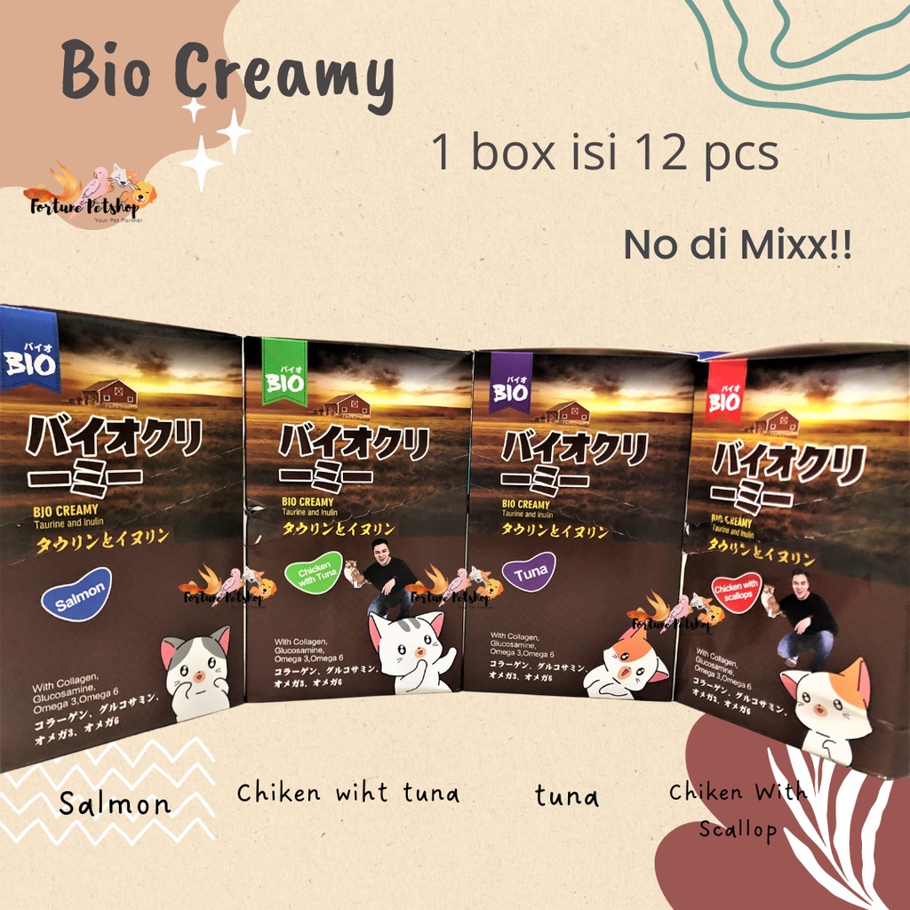 Jual BIO CREAMY 1 BOX ISI 12 PCS SNACK KUCING | Shopee Indonesia