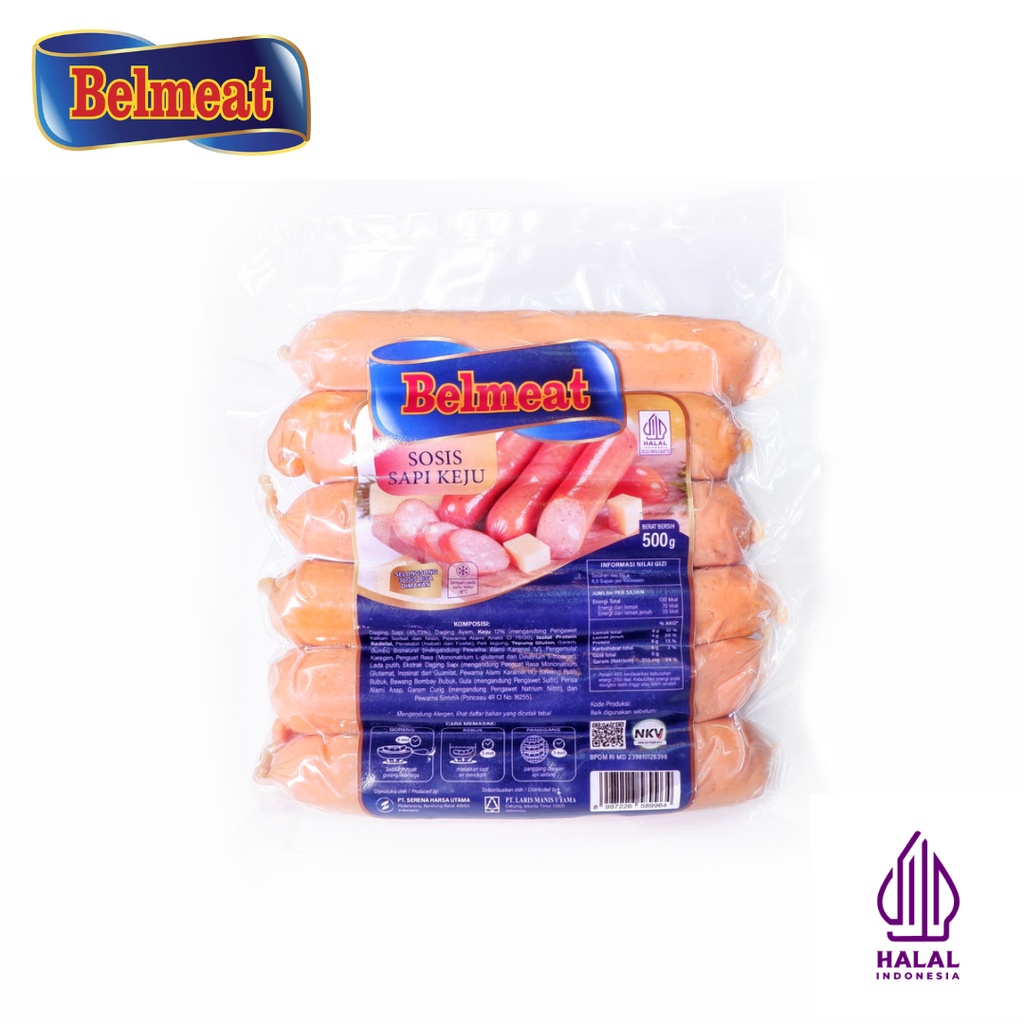 Jual Belmeat Sosis Sapi Keju Large Size Ukuran Besar 6 Pcs 500 gr ...