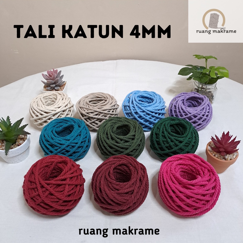 Jual macrame tali katun 4mm panjang 15 meter TANPA SAMBUNGAN tali ...