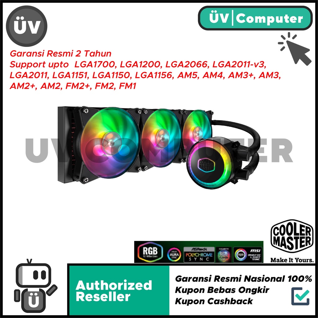 Jual Cooler Master MasterLiquid ML360R RGB ARGB AIO Liquid Cooler 360mm ...