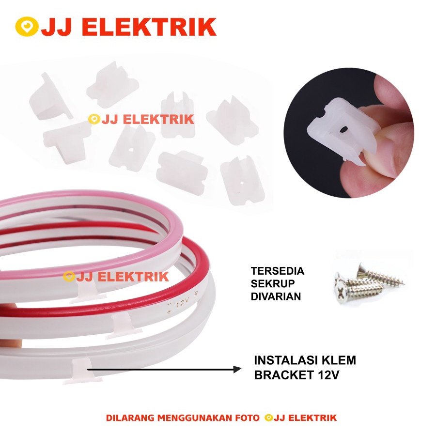 Jual Klem Lampu Neon Bracket LED Neon Flex Lampu Selang SMD DC 12V ...