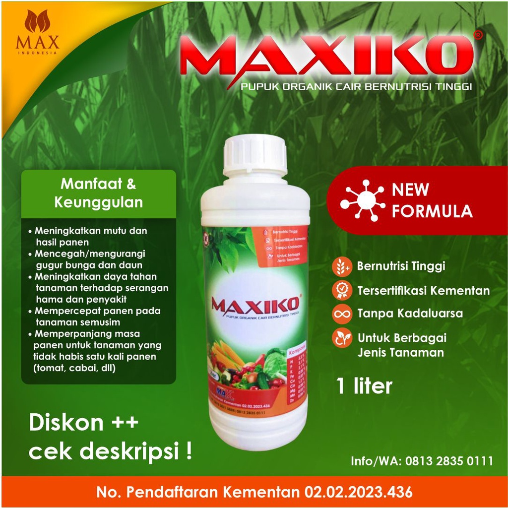 Jual Pupuk Organik Cair Suplemen Obat Pertumbuhan Tanaman MAXIKO ...