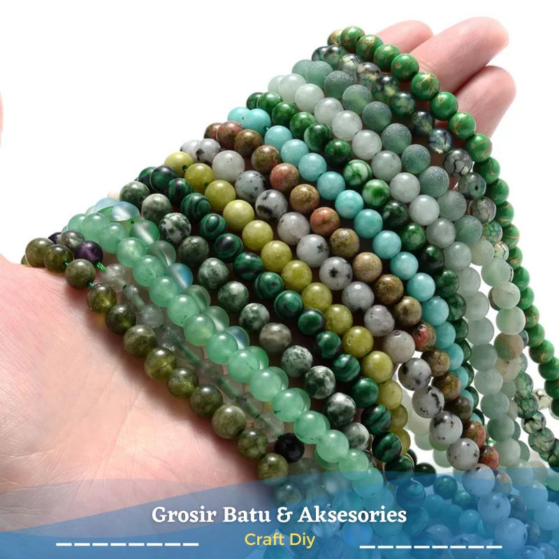 Jual Manik Batu Alam Bulat 6mm Jade Giok Kuarsa Hijau | Shopee Indonesia