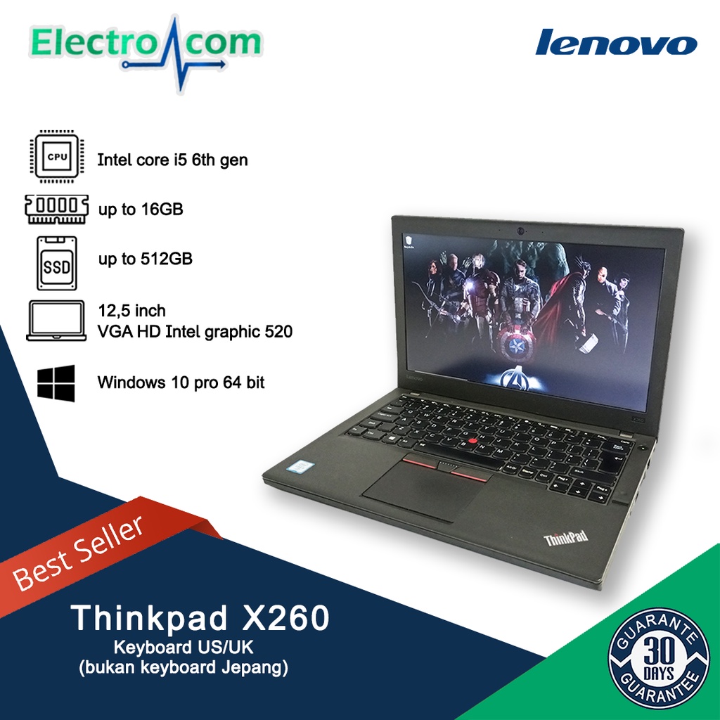 Jual Laptop Lenovo Thinkpad X260 Intel Core i5 Gen6 Ram 16GB SSD 512GB ...