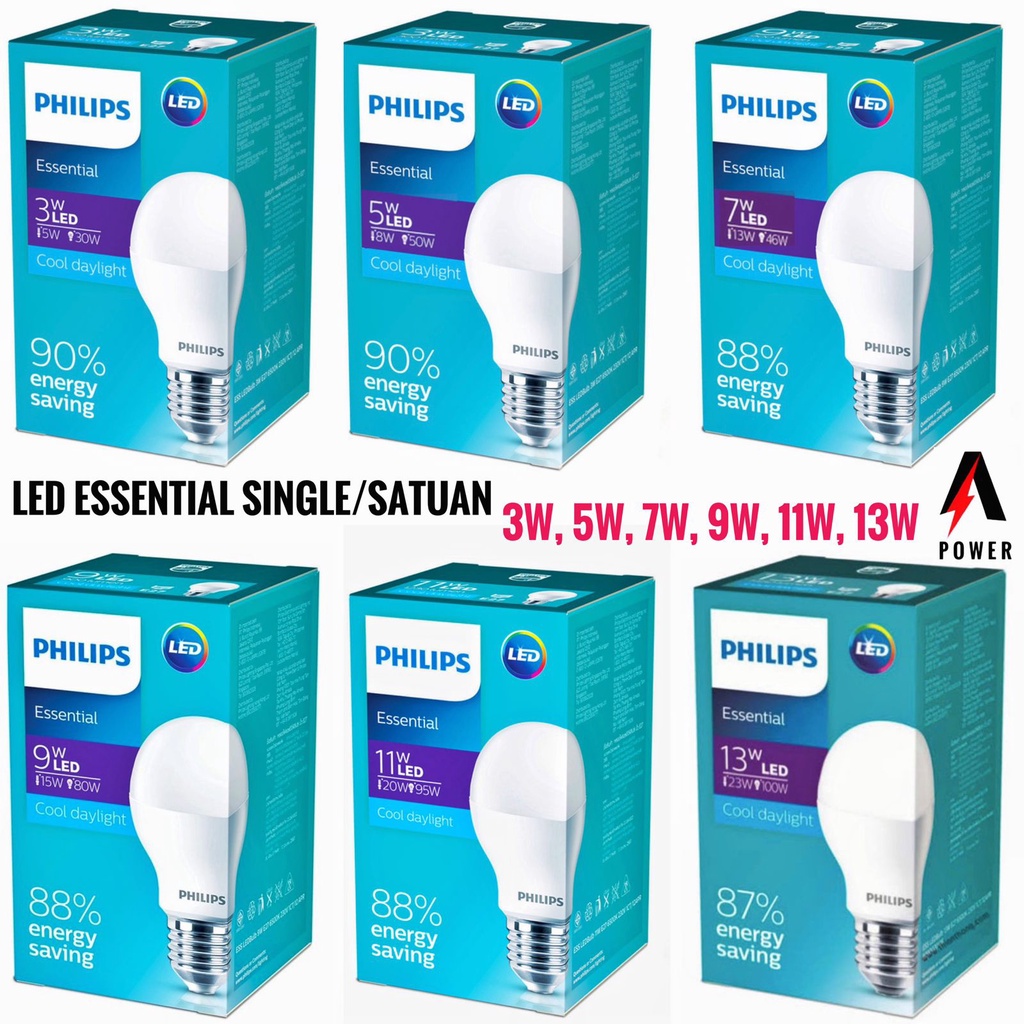 Jual Philips - Lampu LED Essential 3W, 5W, 7W, 9W, 11W, 13W (Putih) | Shopee Indonesia