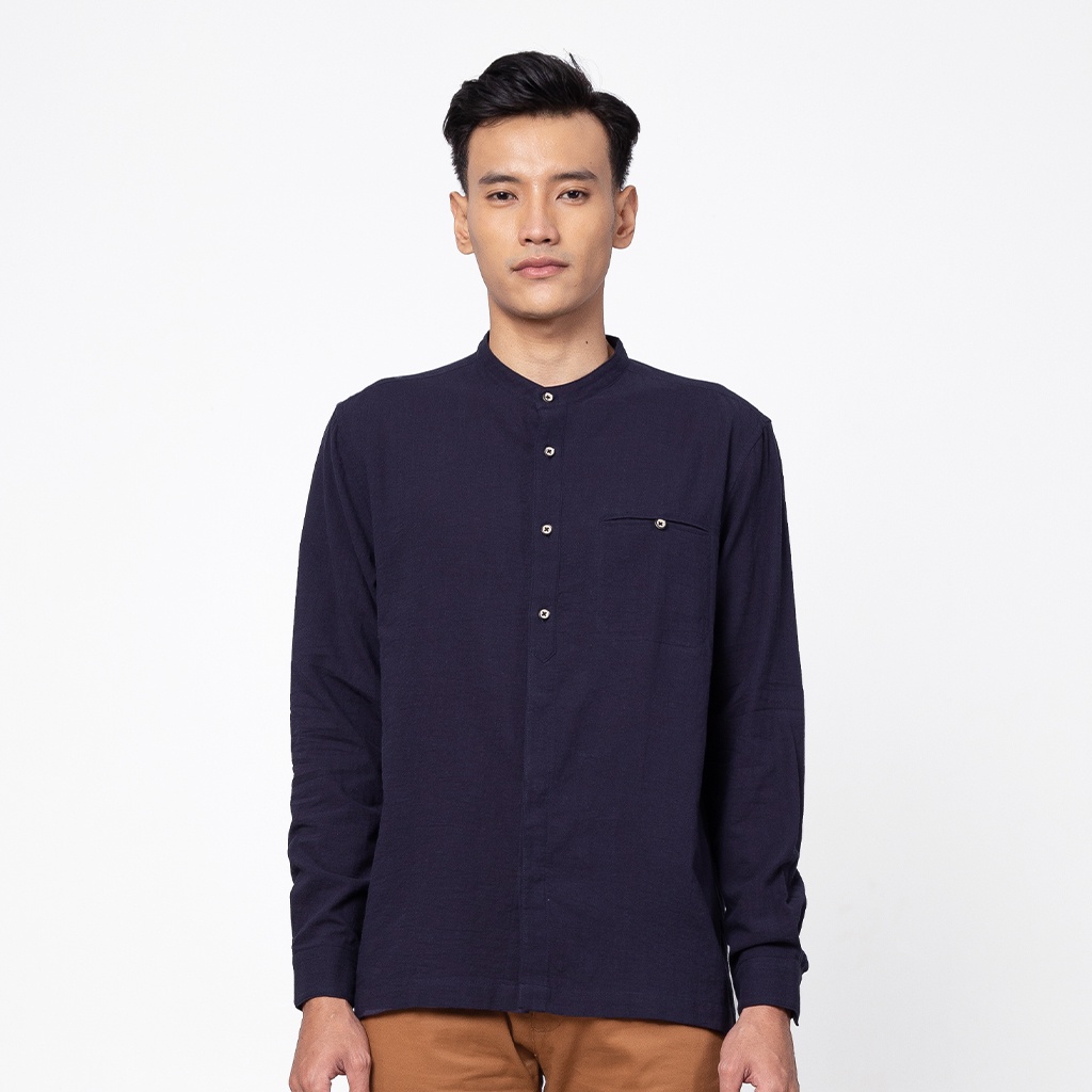Jual EDWIN JEANS - JAFFAR DARK NAVY Shirt Kemeja Shanghai Lengan ...