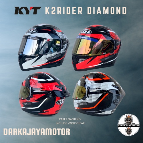 Jual HELM KYT K2 RIDER DIAMOND BLACK/RED | BLACK/WHITE KYT FULL FACE ...