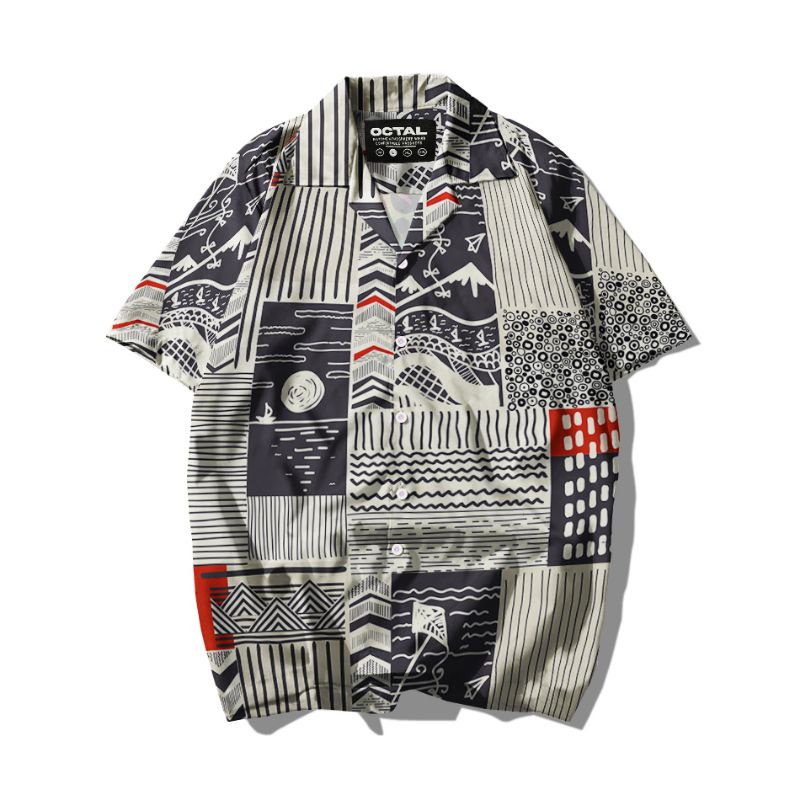 Jual OCTAL - Kemeja Motif Pattern Pantai Printing Kasual Pria - Wanita ...