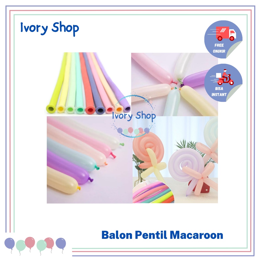 Jual Balon pentil macaroon 260 satuan / balon pastel cacing twist ...