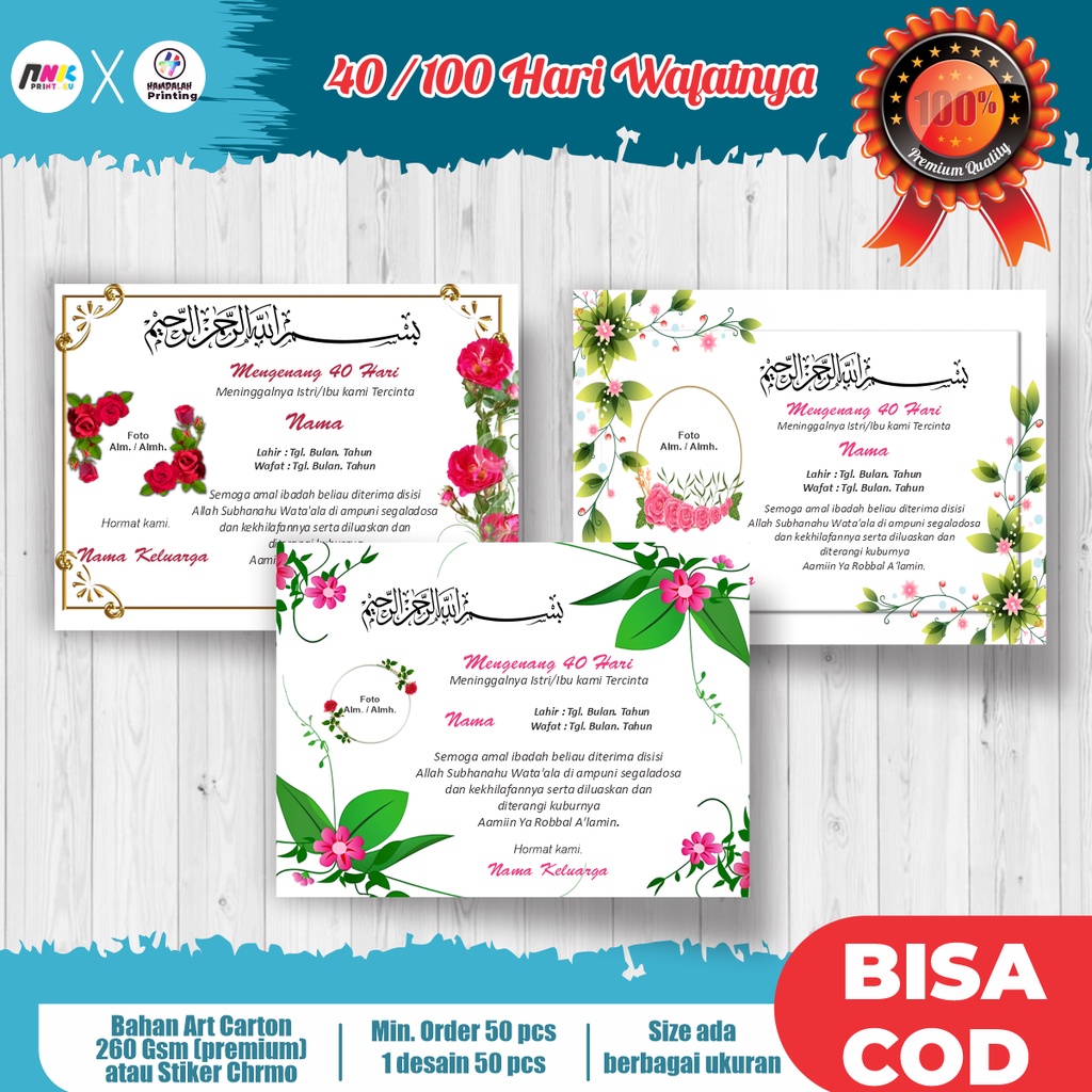 Jual STIKER / LABEL UNTUK MENGENANG 40/100/1000 HARI WAFATNYA, CUSTOM ...