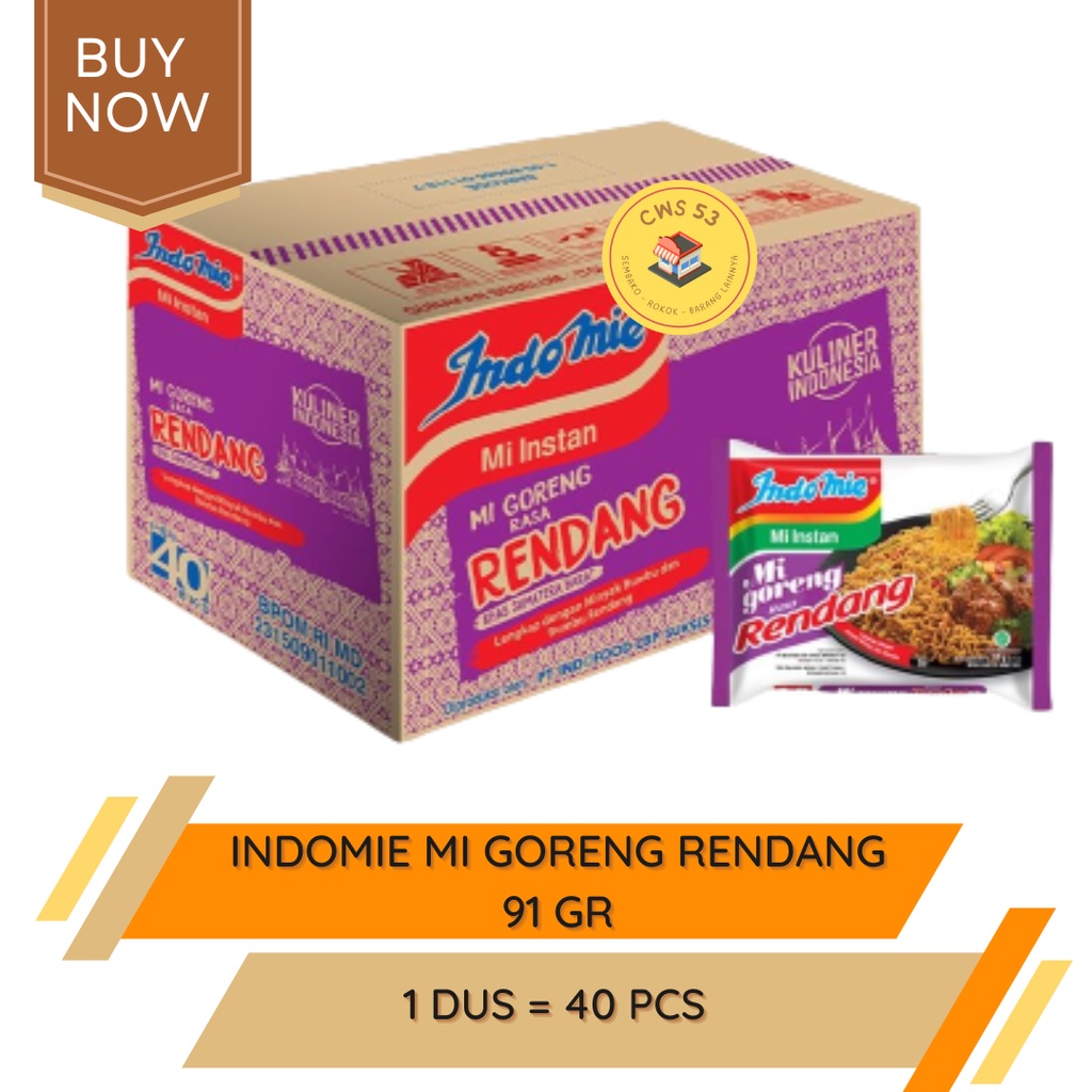 Jual INDOMIE MI GORENG RENDANG Instan - 91 gr / 40 Pcs / 1 Dus | Shopee ...