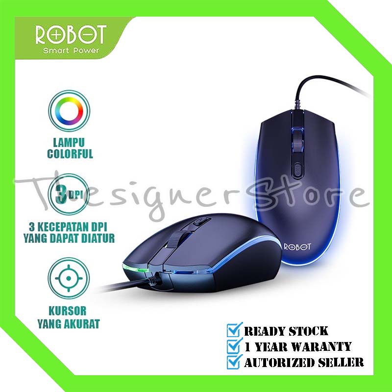 Jual ROBOT M130 Wired Mouse Kabel Colorful LED 3 Kecepatan DPI Kursor ...