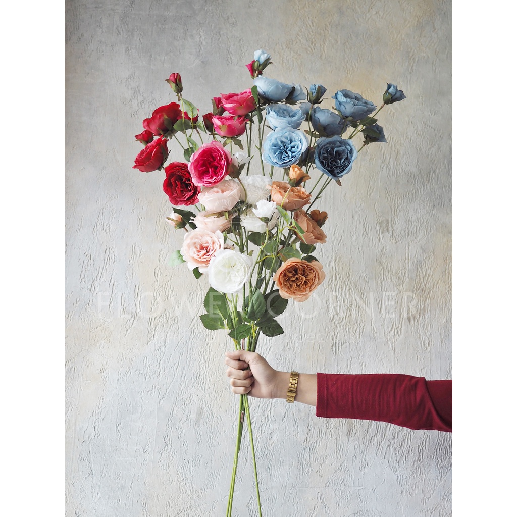 Jual Bunga Artificial Garden Rose Austin Spray (B23063) | Shopee Indonesia