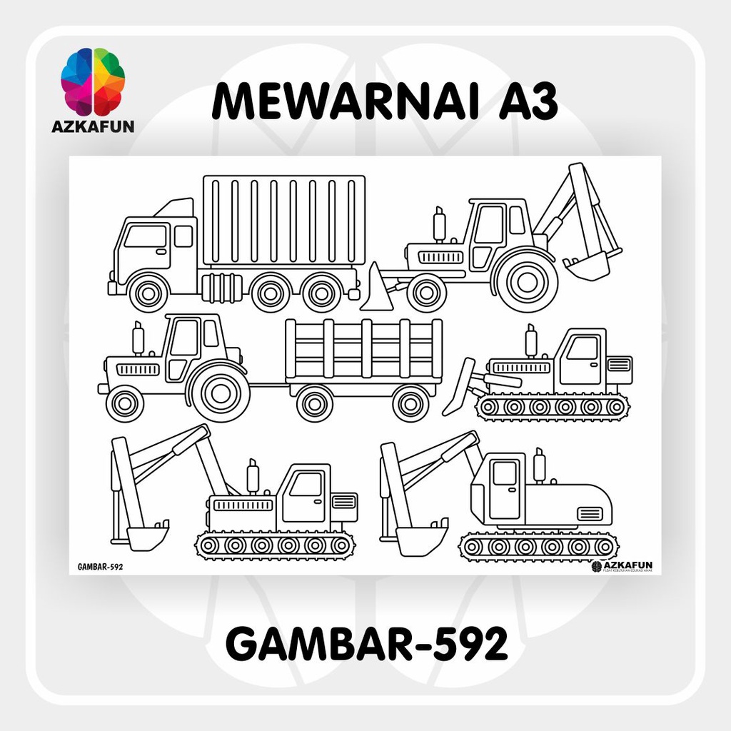 Jual Kertas Mewarnai A3 ALAT BERAT - Mewarnai kendaraan traktor ...