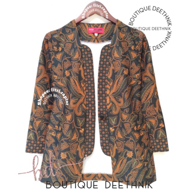 Jual Deethnik baju batik model blazer outer warna sogan baju batik unik ...