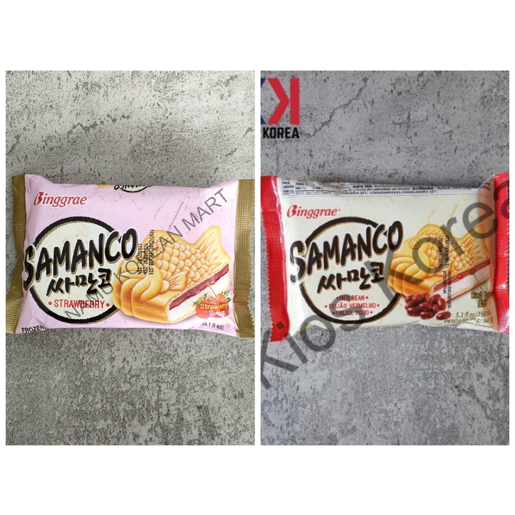 Jual Binggrae Ice Cream Samanco Red Bean 150ml / Samanco Strawberry ...