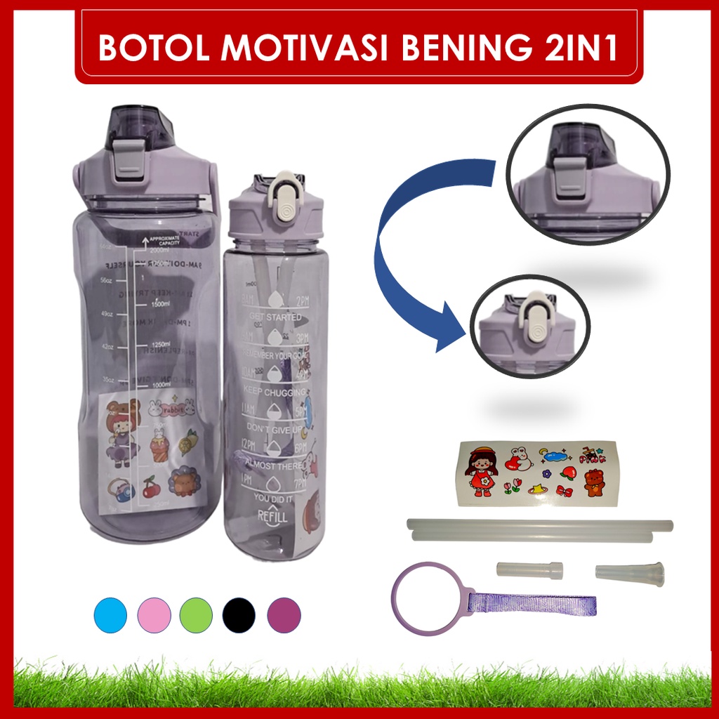 Jual TOKO21GROSIR -- BOTOL MINUM VIRAL MOTIVASI BENING 2IN1 KAPASITAS ...