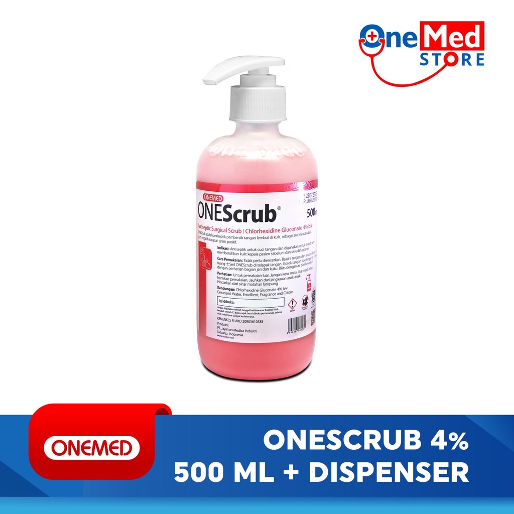 Jual One Scrub OneMed 4% Hand Scrubs + dispenser 500ml/cc | Shopee ...