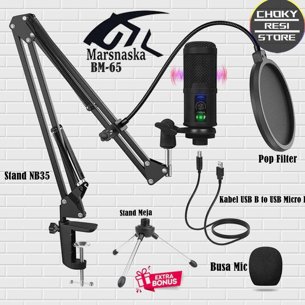 Jual Paket Microphone Condenser BM65 Plus Dengan Stand | Shopee Indonesia