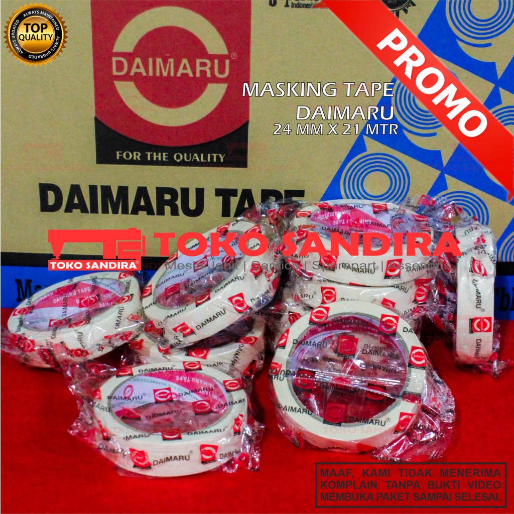 Jual Masking Tape daimaru 1 inch 24 mm X 21 mtr/solasi kertas murah ...