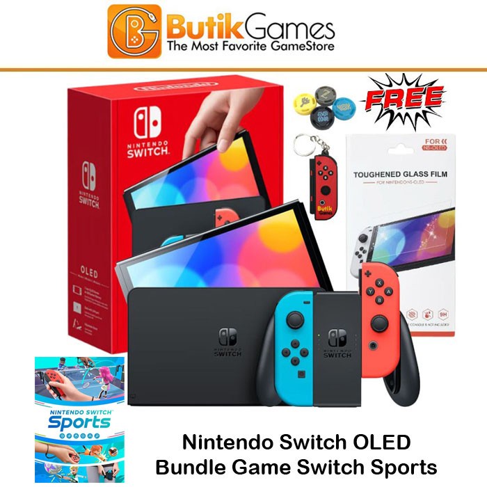 Jual Nintendo Switch OLED Console Neon Red Blue White Putih Bundle Game ...
