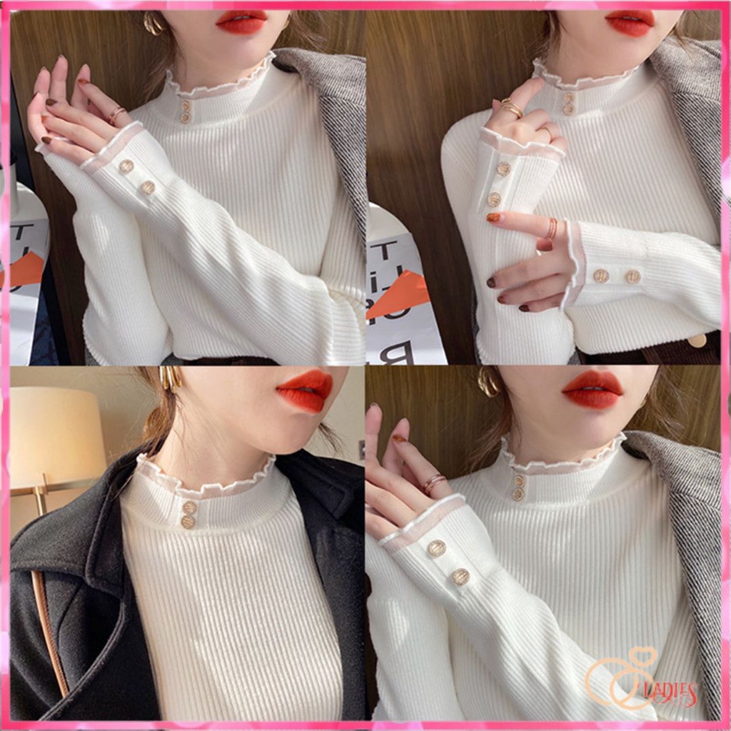 Jual Ladies Pakaian Wanita Sweater Inner Rajut Turtleneck Premium ...