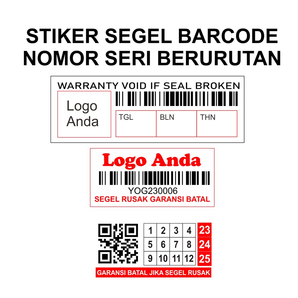 Jual Cetak Kilat SEGEL GARANSI BARCODE NOMOR SERI BERURUTAN | Shopee ...